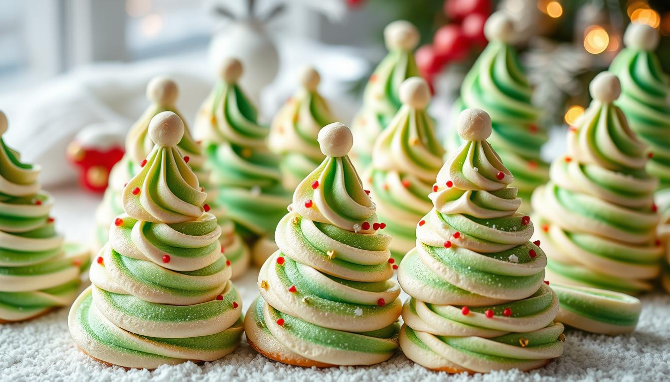Christmas Tree Meringue Cookies