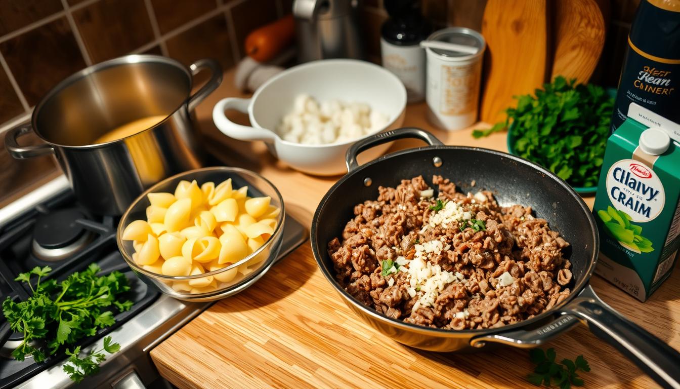 Creamy Beef and Shells