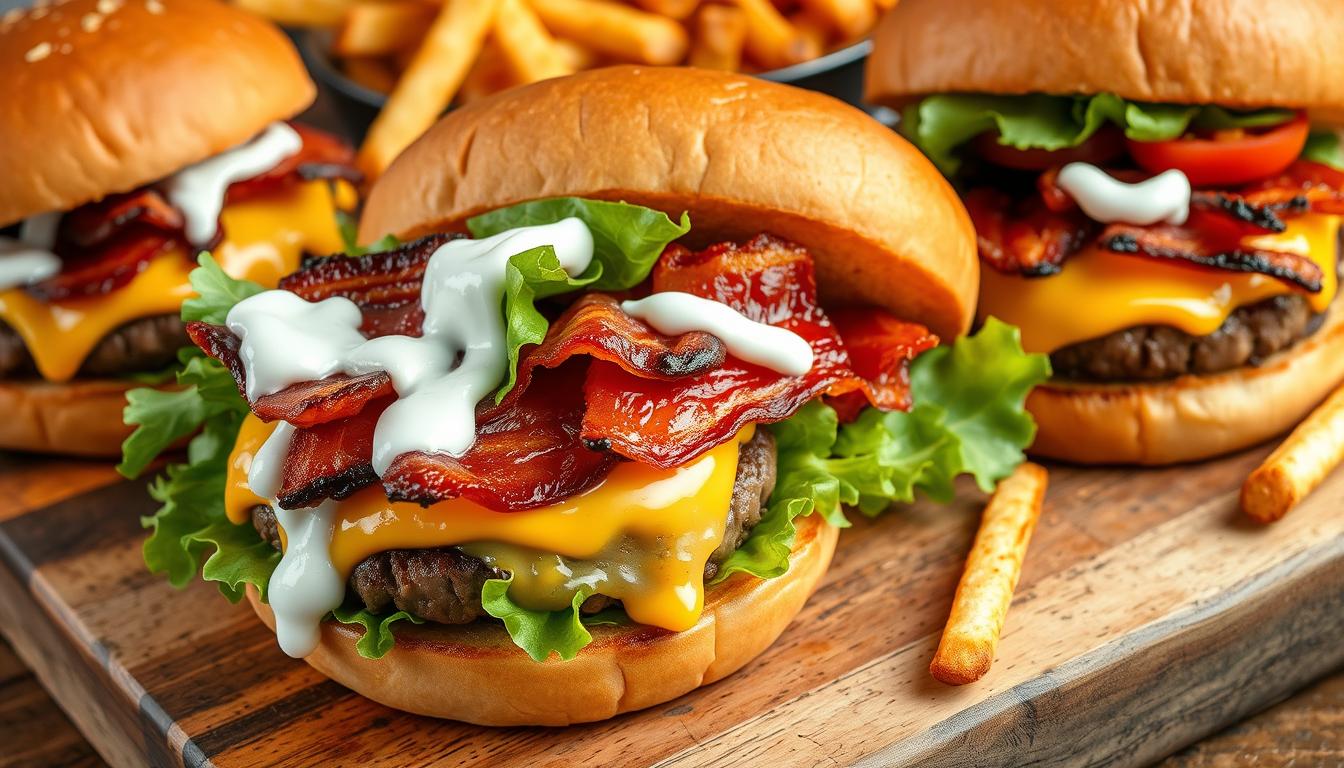 Marinated Bacon Ranch Cheeseburgers