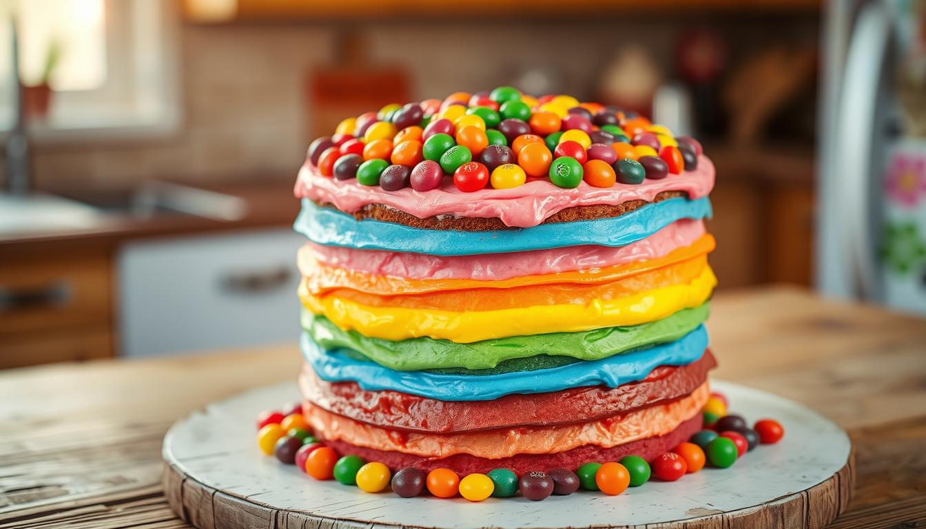 Skittles Rainbow Cake