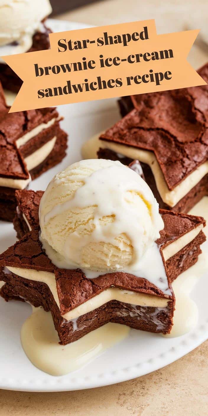 Star-Shaped Brownie Ice-Cream Sandwiches Recipe